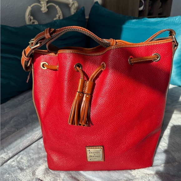Dooney & Bourke | Bags | Dooney Bourke Red And Brown Leather Shoulder ...